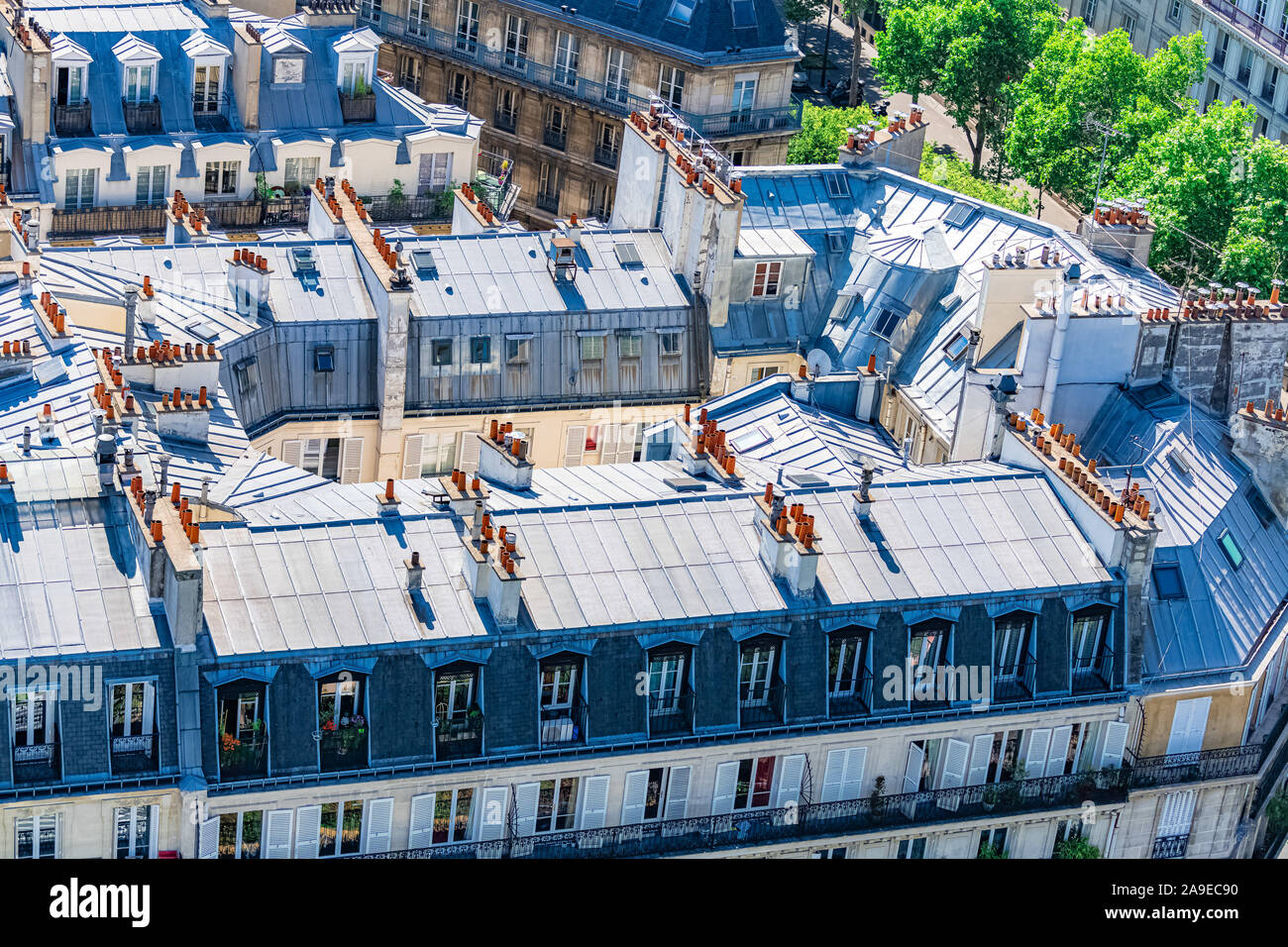 Paris, ancient and modern buildings in the center, typical parisian ...