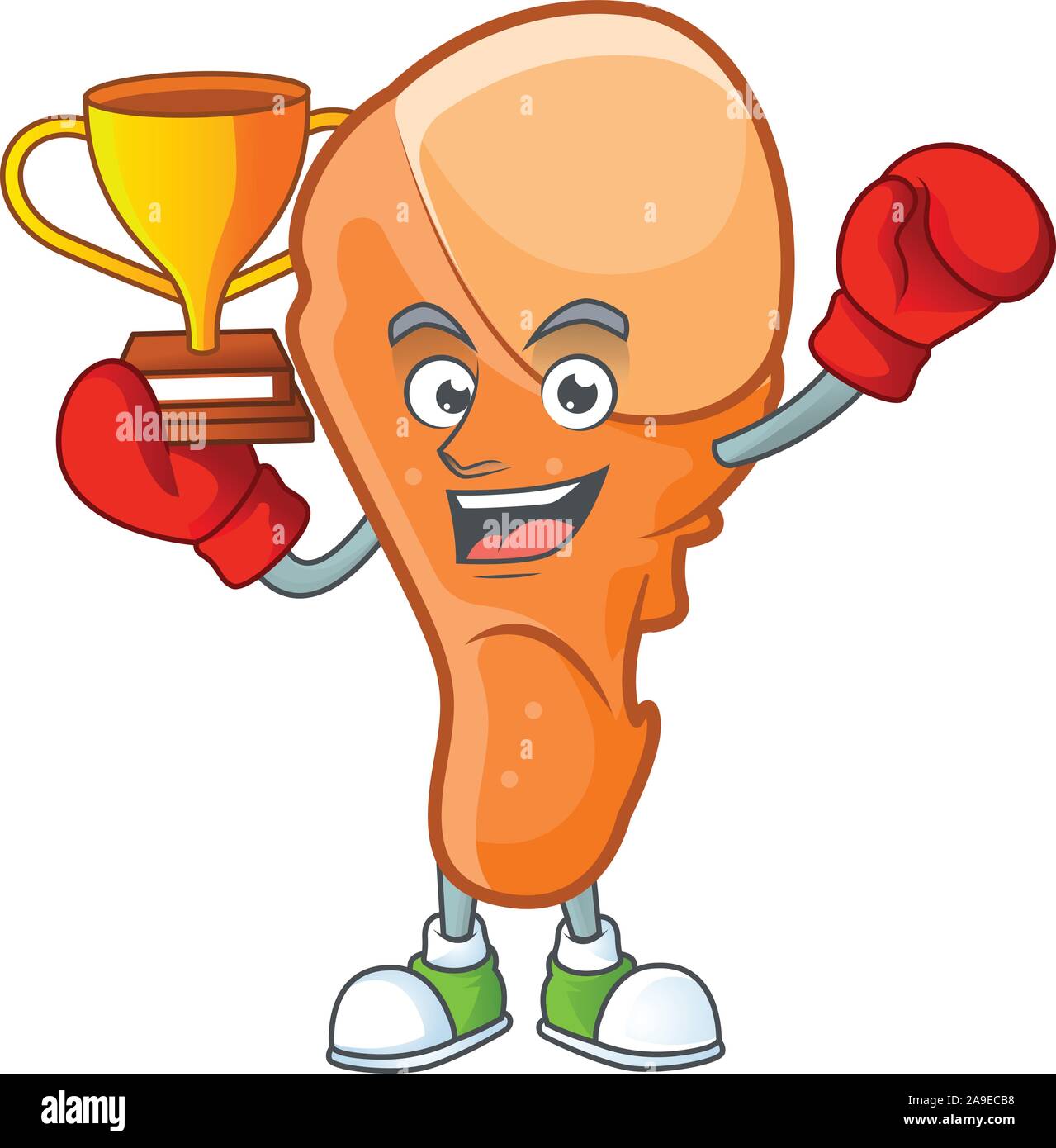 Crispy chicken thigh with mascot a boxing winner Stock Vector Image ...