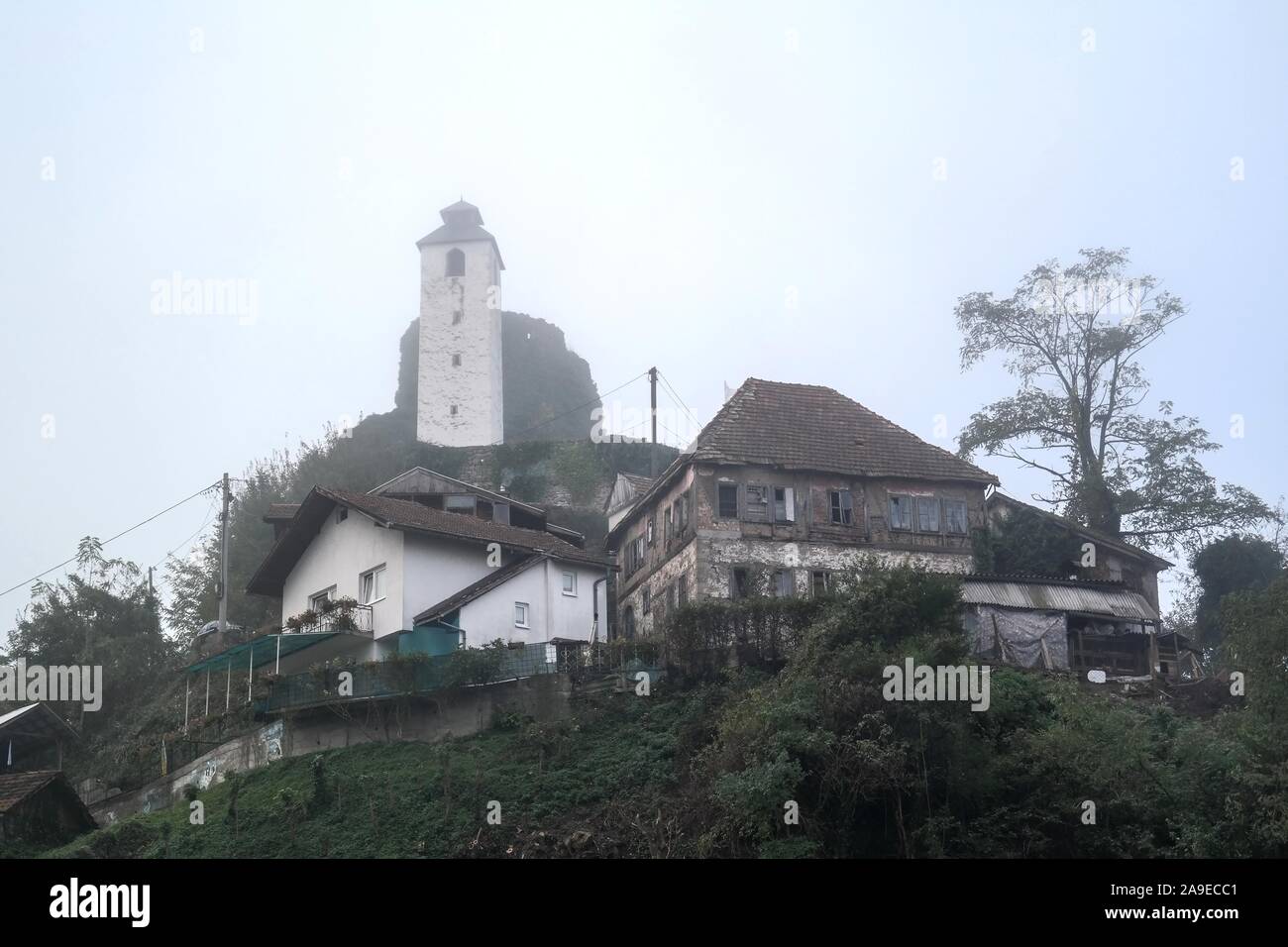 Fortress Maglaj, Bosnia and Herzegovina, in the fog Stock Photo - Alamy
