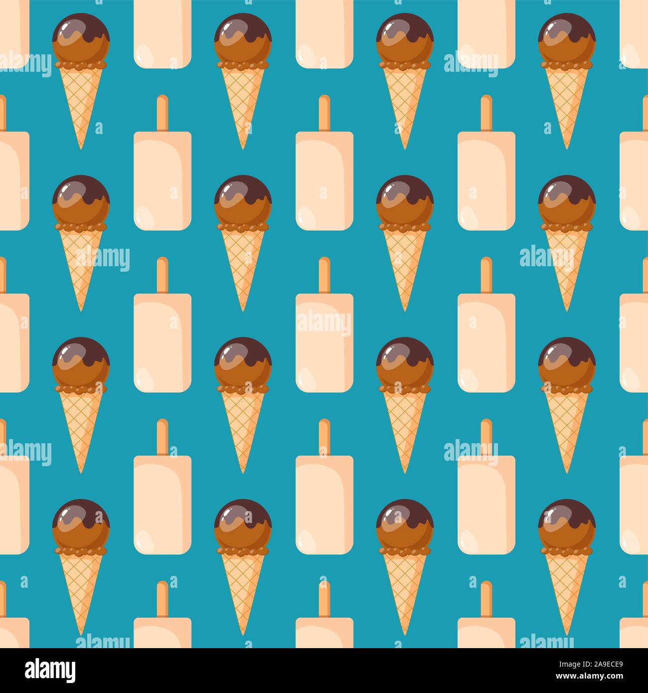 Bright flat seamless pattern with ice cream Stock Vector Image & Art ...