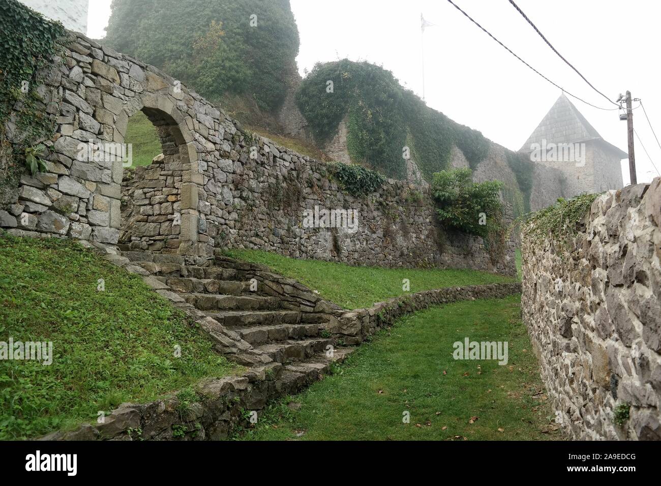 Fortress Maglaj, Bosnia and Herzegovina, in the fog Stock Photo - Alamy