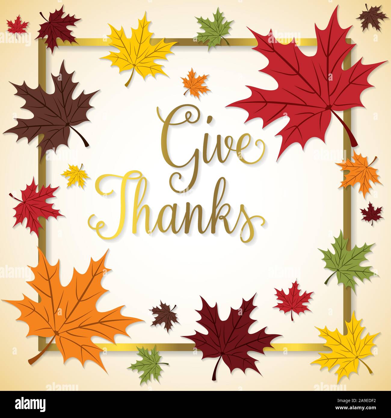 Fall Leaf Thanksgiving frame card in vector format Stock Vector Image ...