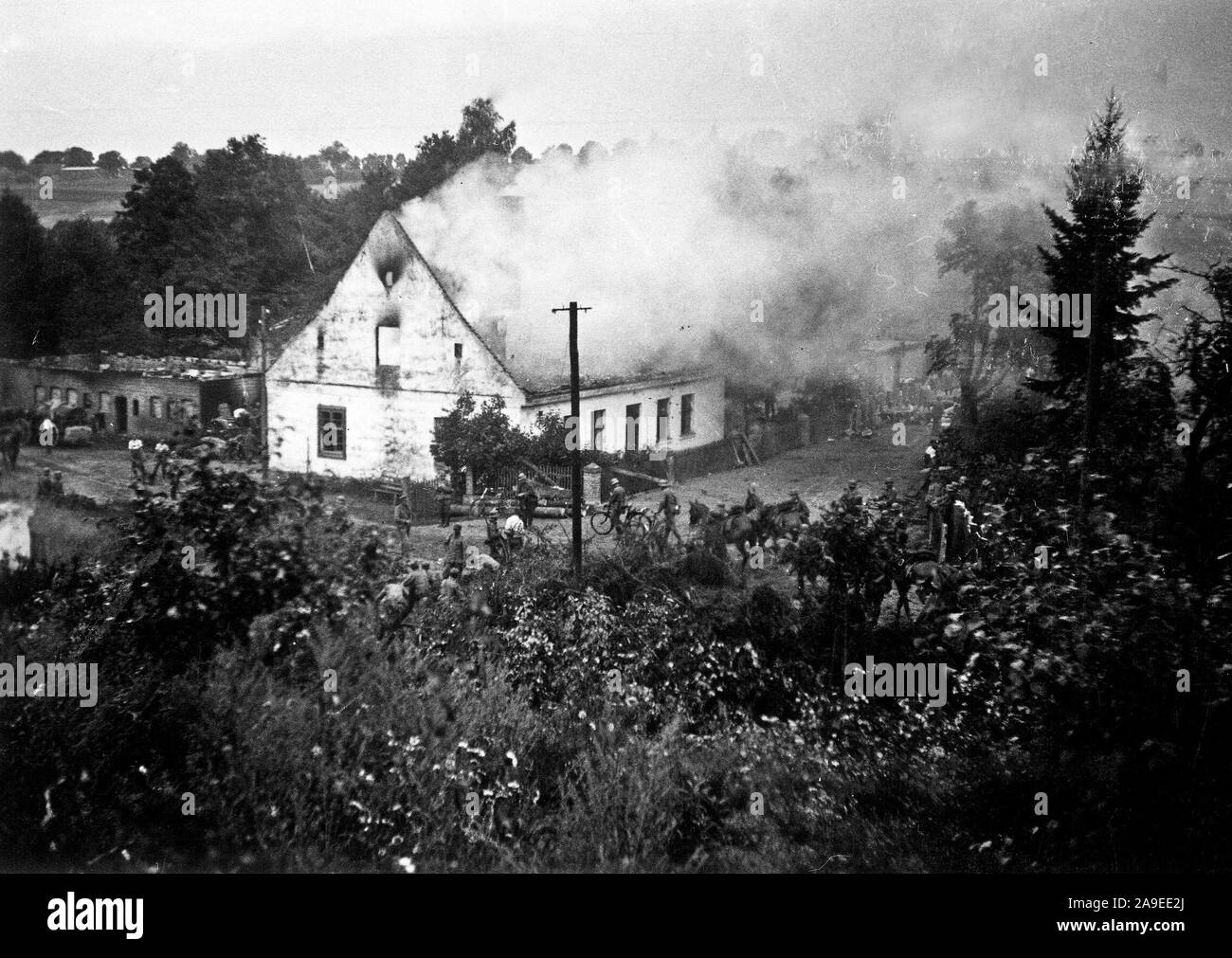Eva Braun Collection (sedam) - World War II photo of house on fire on ...