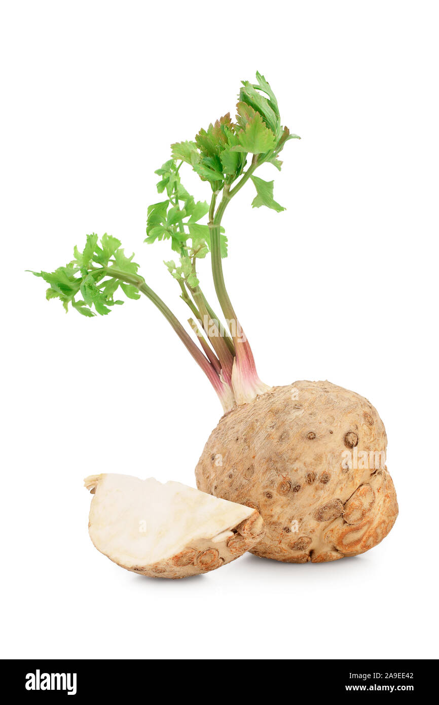 Fresh celery root with leaf isolated on white background Stock Photo ...