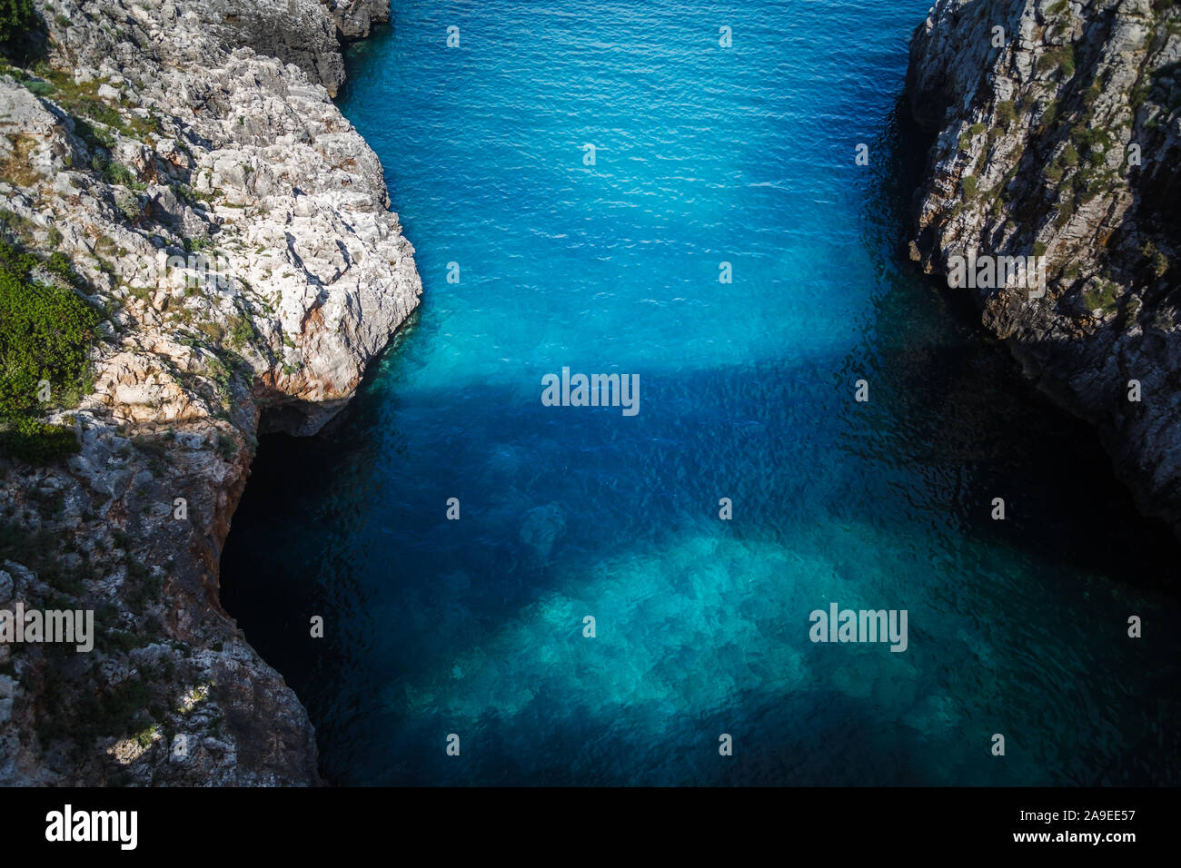 The rocky coast in the region of Salento - boot heel of Italy and the ...