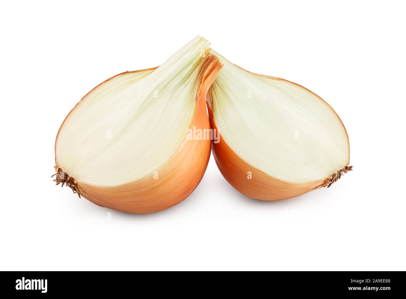 yellow onion half isolated on white background close up Stock Photo - Alamy