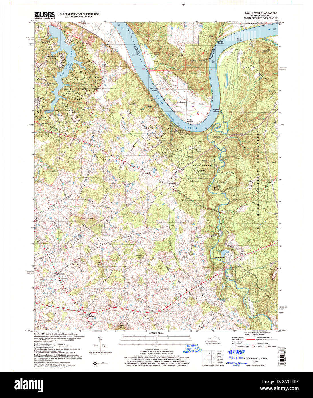 USGS TOPO Map Kentucky KY Rock Haven 709639 1998 24000 Stock Photo - Alamy