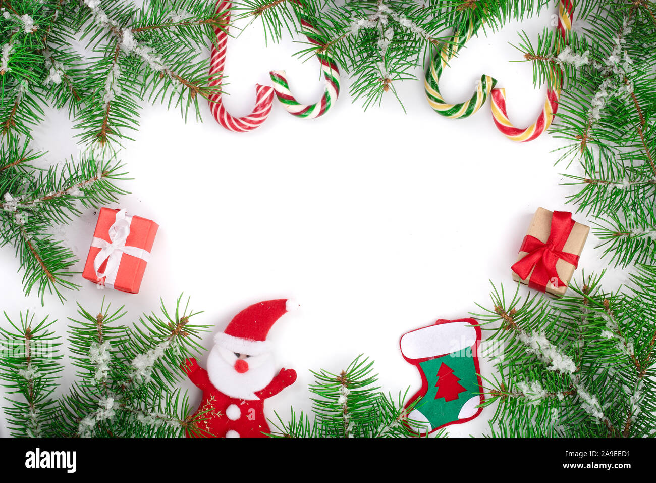 Christmas frame decorated isolated on white background with copy space ...