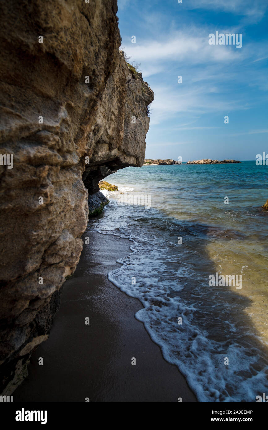 The rocky coast in the region of Salento - boot heel of Italy Stock ...