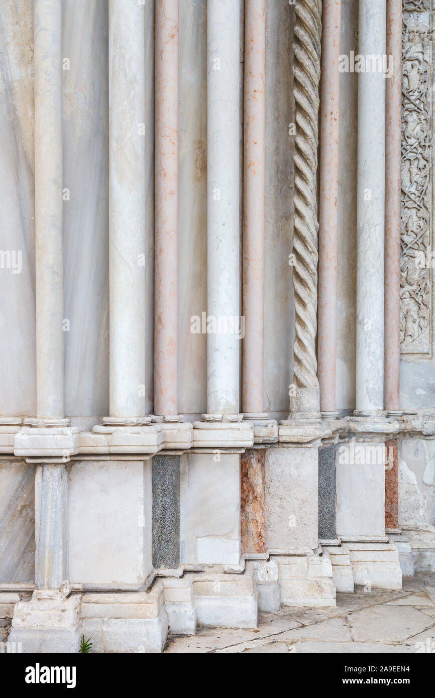 Marble pillars, portal and detailed view of a historical building Stock ...