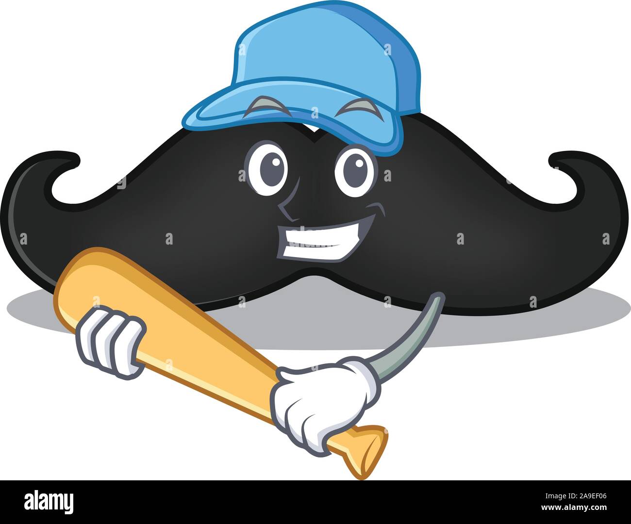 mustache character the on a stylized playing baseball Stock Vector ...