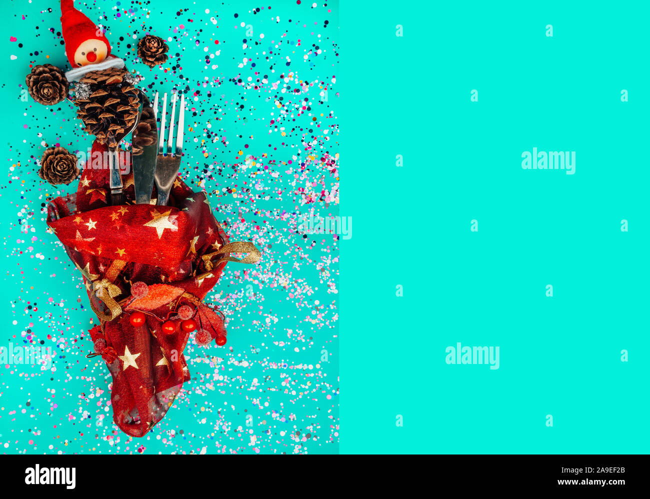 Table setting for Christmas or New year dinner with red decorations ...