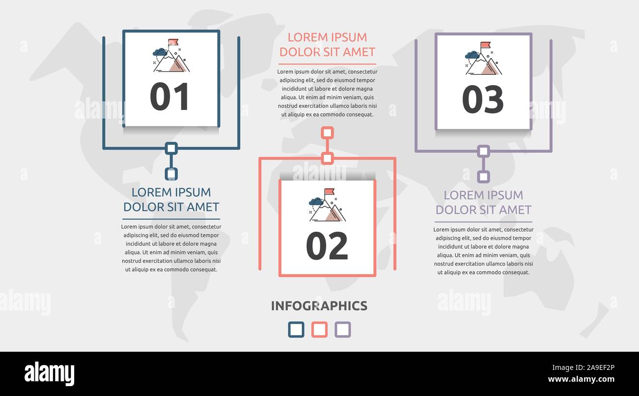 Vector flat infographic template. Line square with text and icons for three diagrams, graph ...