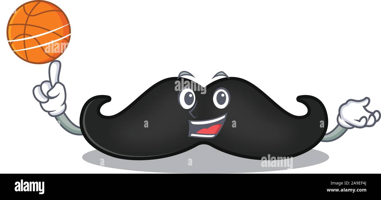 mustache character the on a stylized holding basketball Stock Vector ...