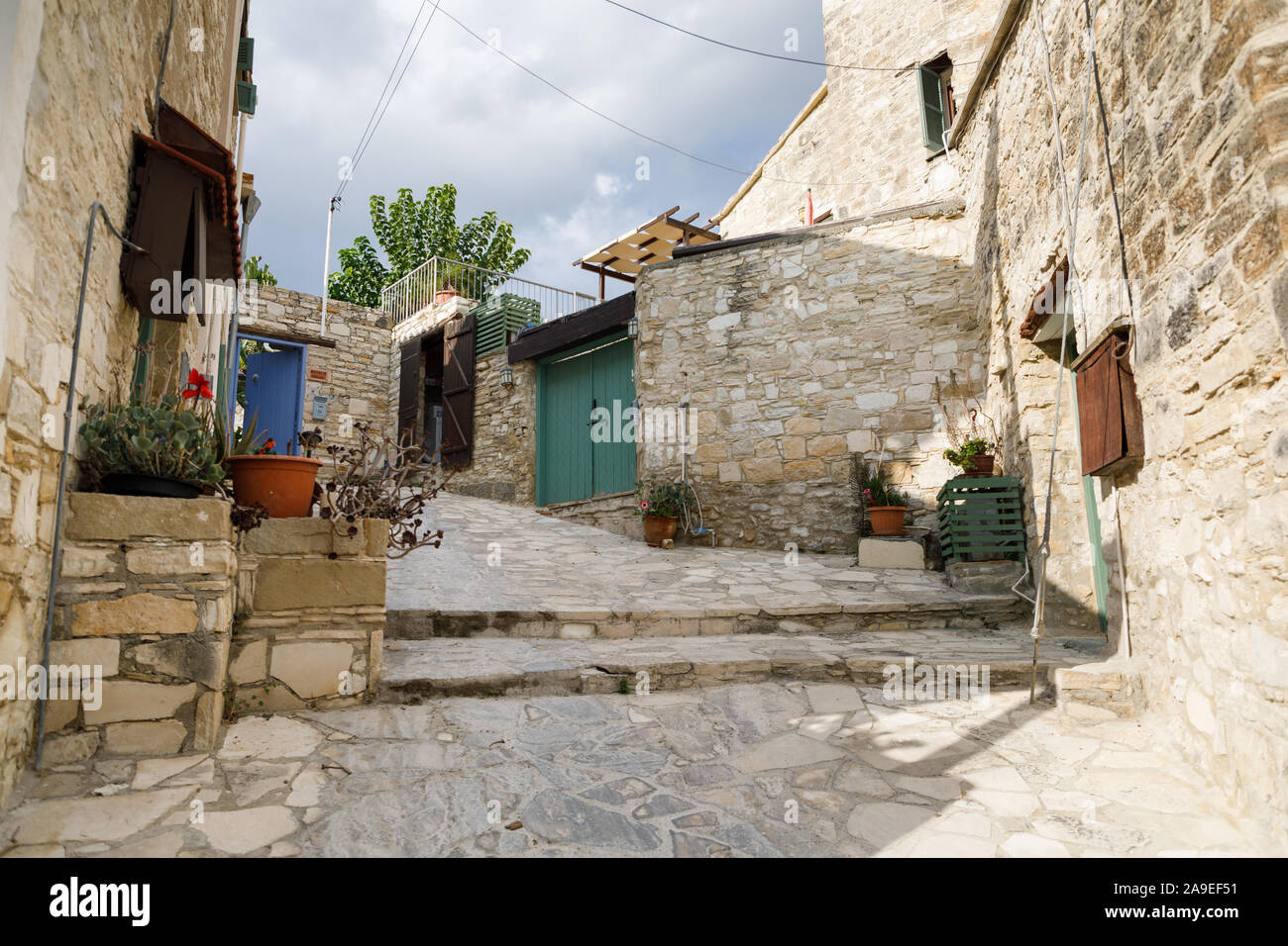 Skarinou, Cyprus - September 26 2019: Traditional houses in Skarinou ...