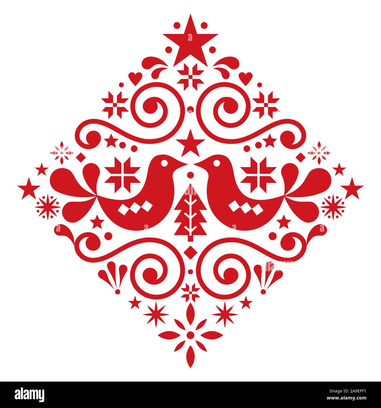 Christmas Scandinavian floral folk art vector design square or diamon ... Christmas Scandinavian floral folk art vector design square or diamon ...