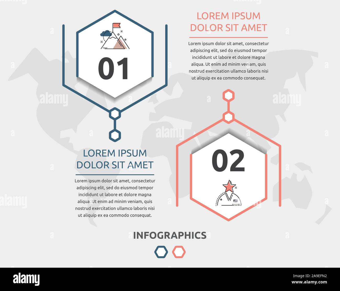 Vector flat infographic template. Line hexagon with text and icons for ...