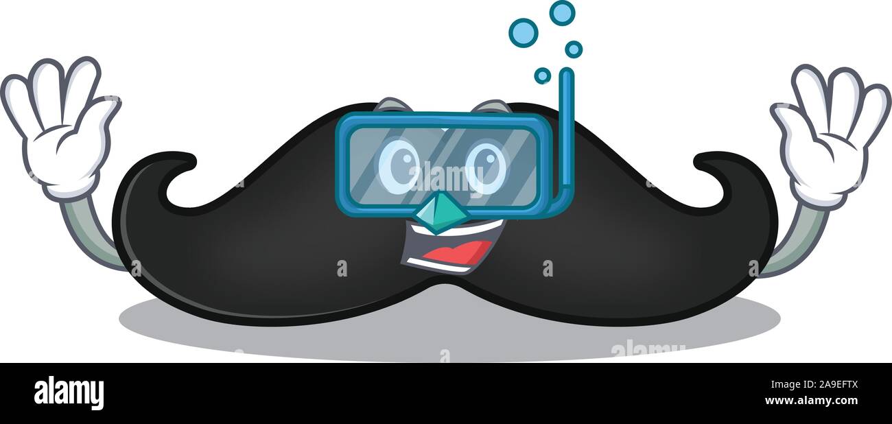 mustache mascot isolated with the diving cartoon Stock Vector Image ...