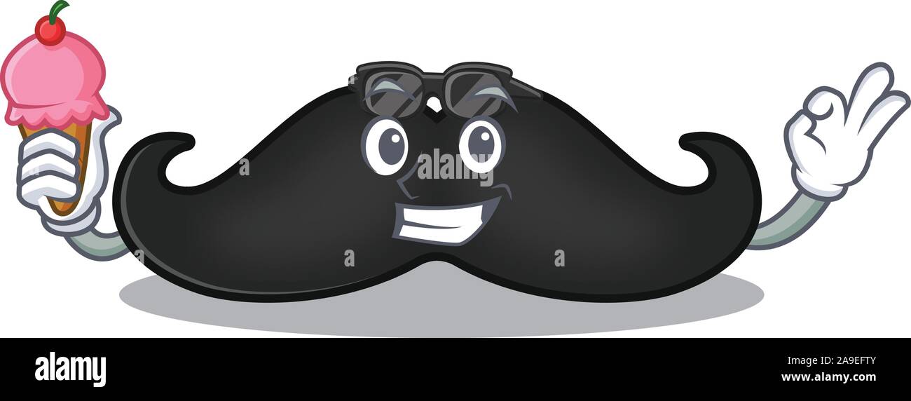 mustache mascot isolated with the with ice cream cartoon Stock Vector ...