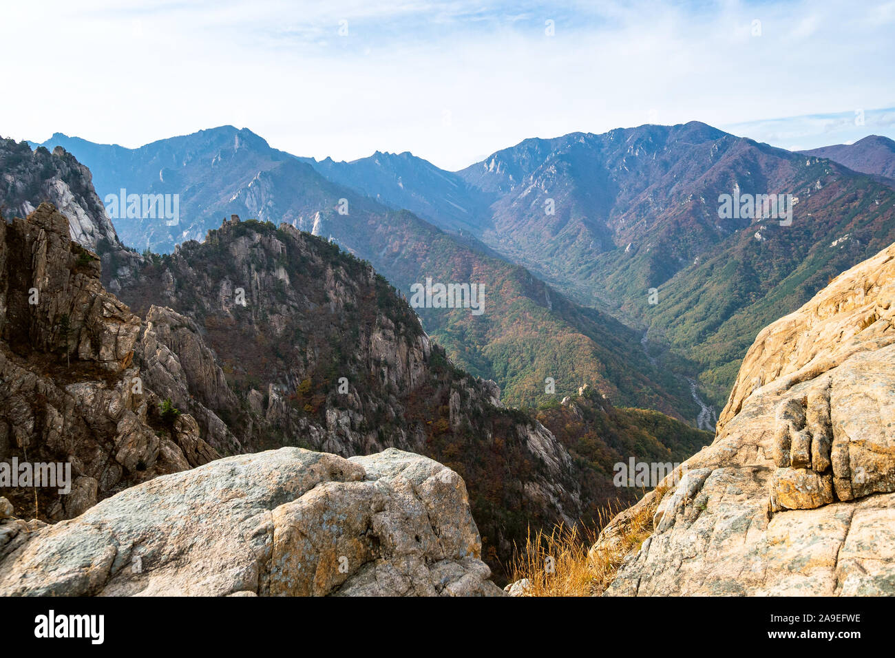 travel to South Korea - mountain gorge in Seoraksan National Park in ...