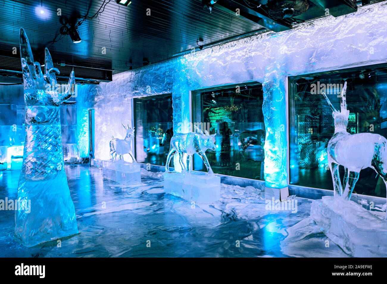 Rovaniemi, Finland - November 30, 2018: The ice gallery and bar in the ...