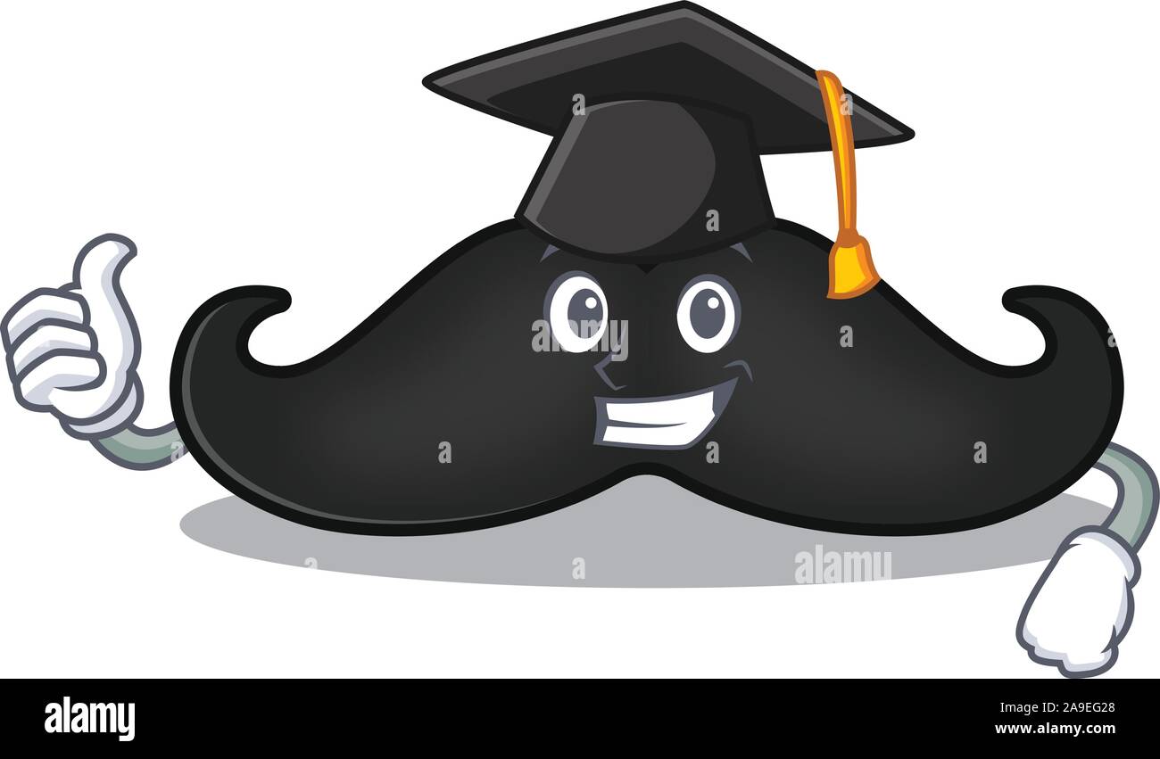 mustache mascot isolated with the graduation hat cartoon Stock Vector ...