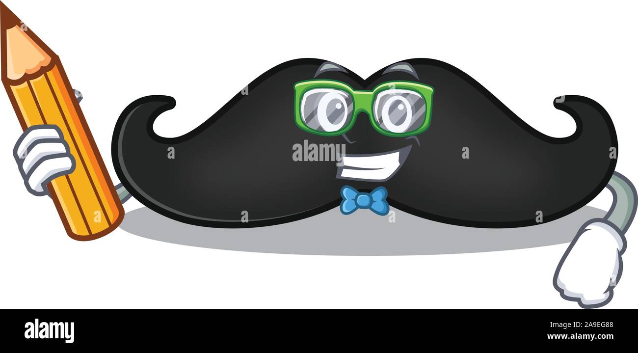 mustache mascot isolated with the student holding pencil cartoon Stock ...