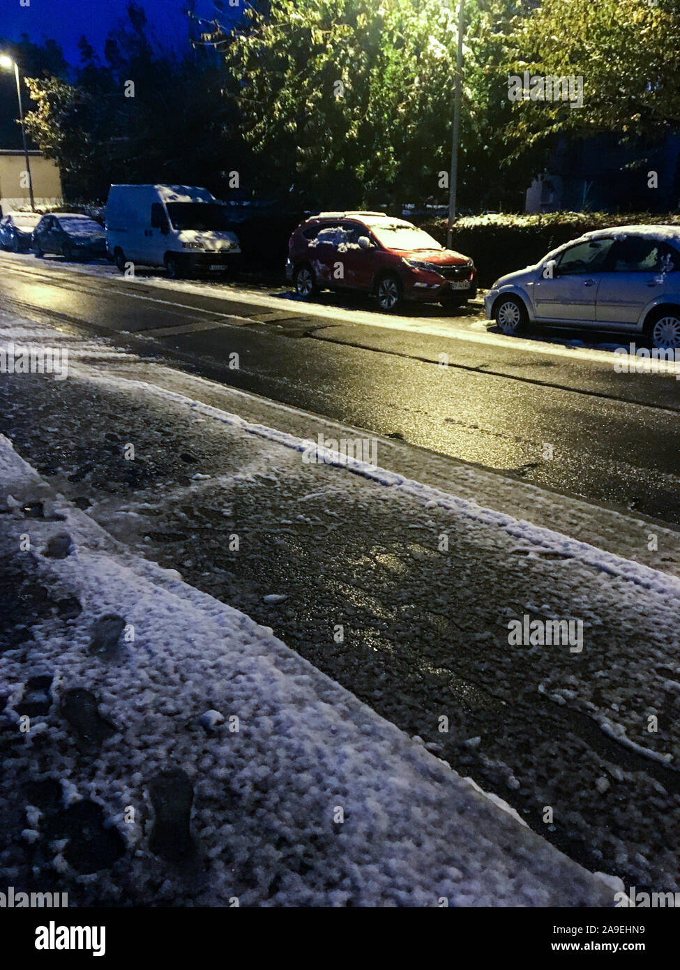 First snowfall of the year, Bron, France Stock Photo - Alamy