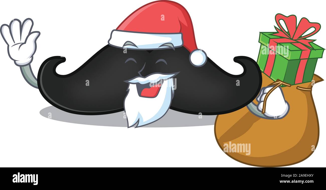 Smiling santa bring gift face mustache with on cartoon Stock Vector ...