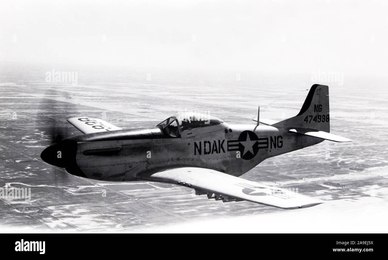 1950 - A U.S. Air Force F-51D Mustang aircraft assigned to the 119th ...