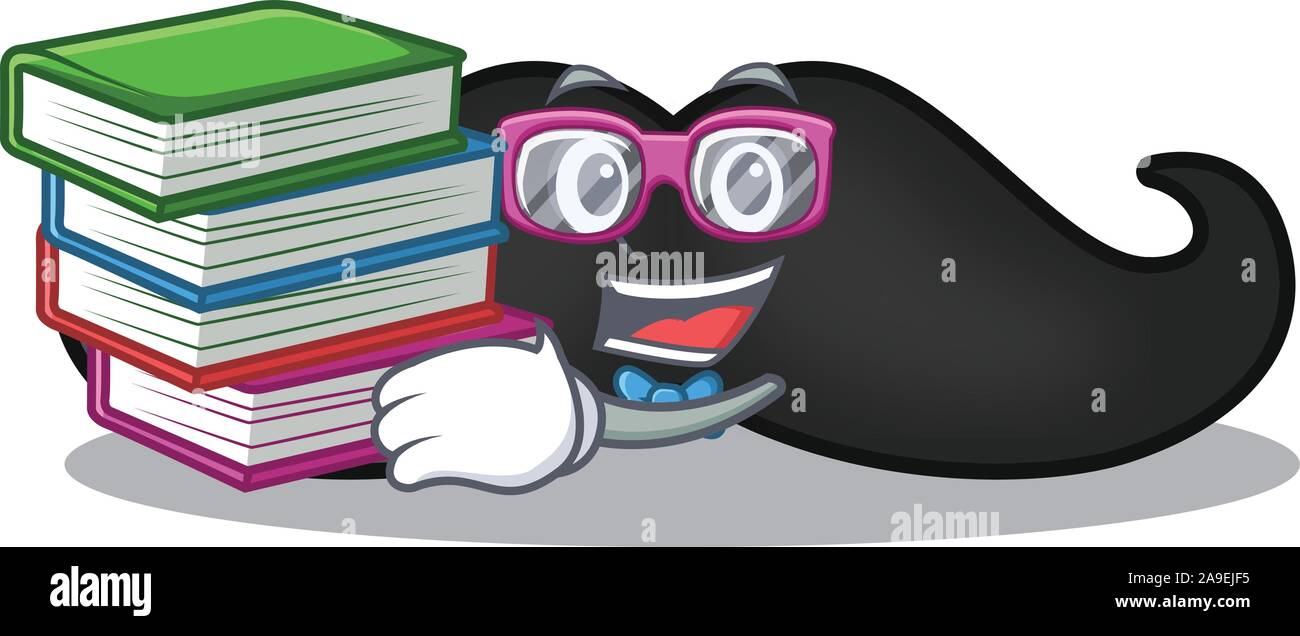 Smiling student bring book face mustache with on cartoon Stock Vector ...
