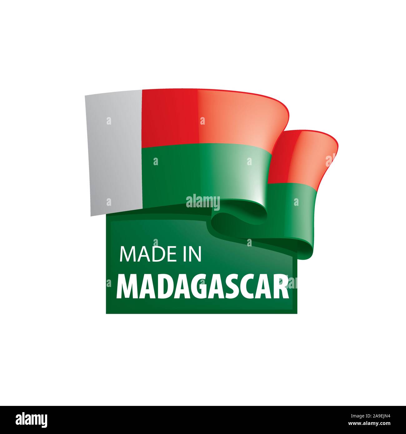 Madagascar flag, vector illustration on a white background Stock Vector ...