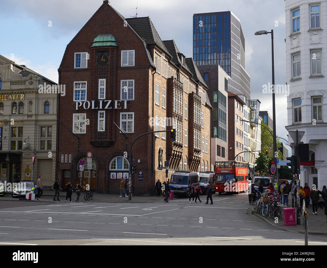 german police station in old Hamburg district Stock Photo - Alamy