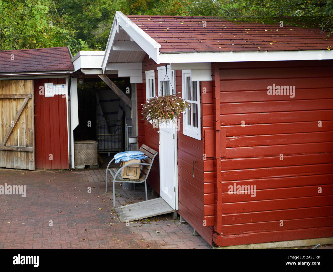 german traditional tiny red barn Stock Photo - Alamy