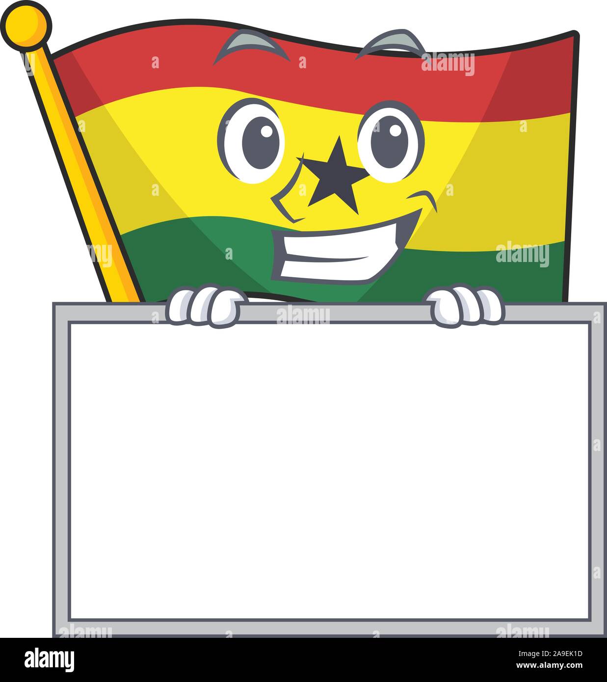 Cartoon flag ghana isolated in character grinning with board Stock ...