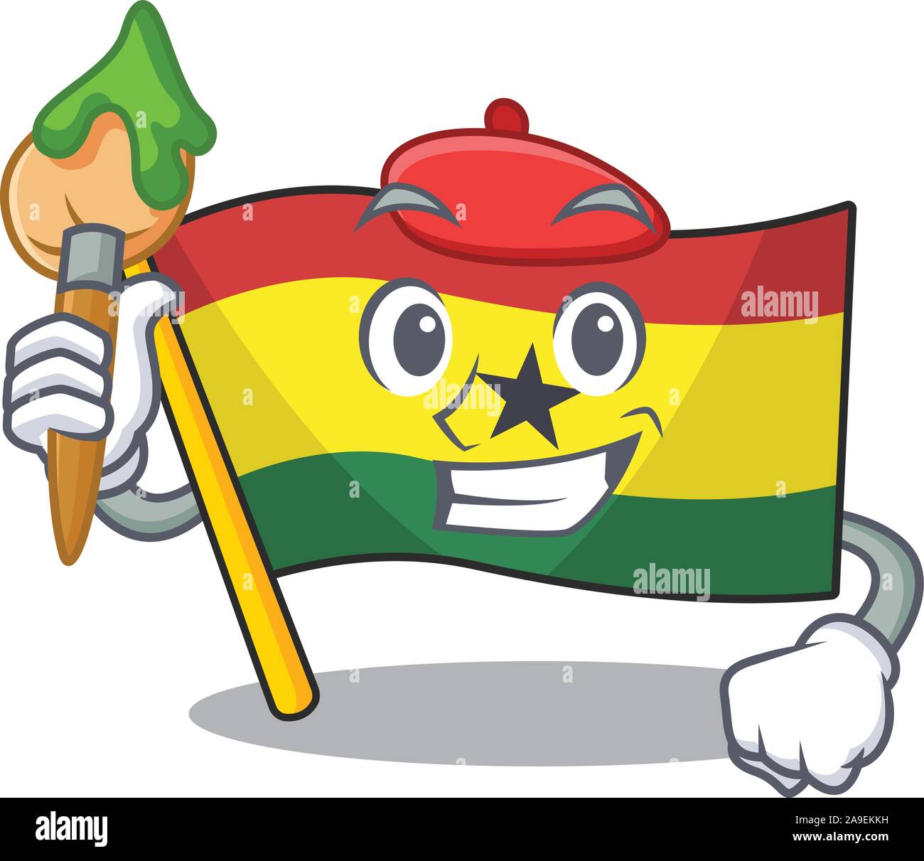 Cartoon flag ghana isolated in character painter Stock Vector Image ...
