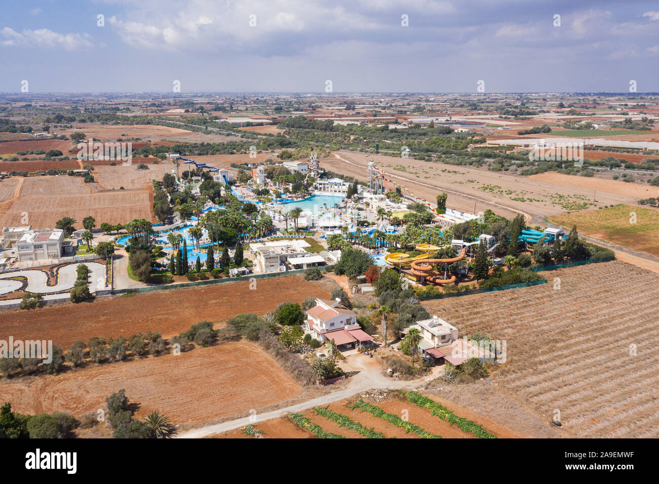 Aerial: Water Park in Ayia Napa resort town in Cyprus Stock Photo - Alamy