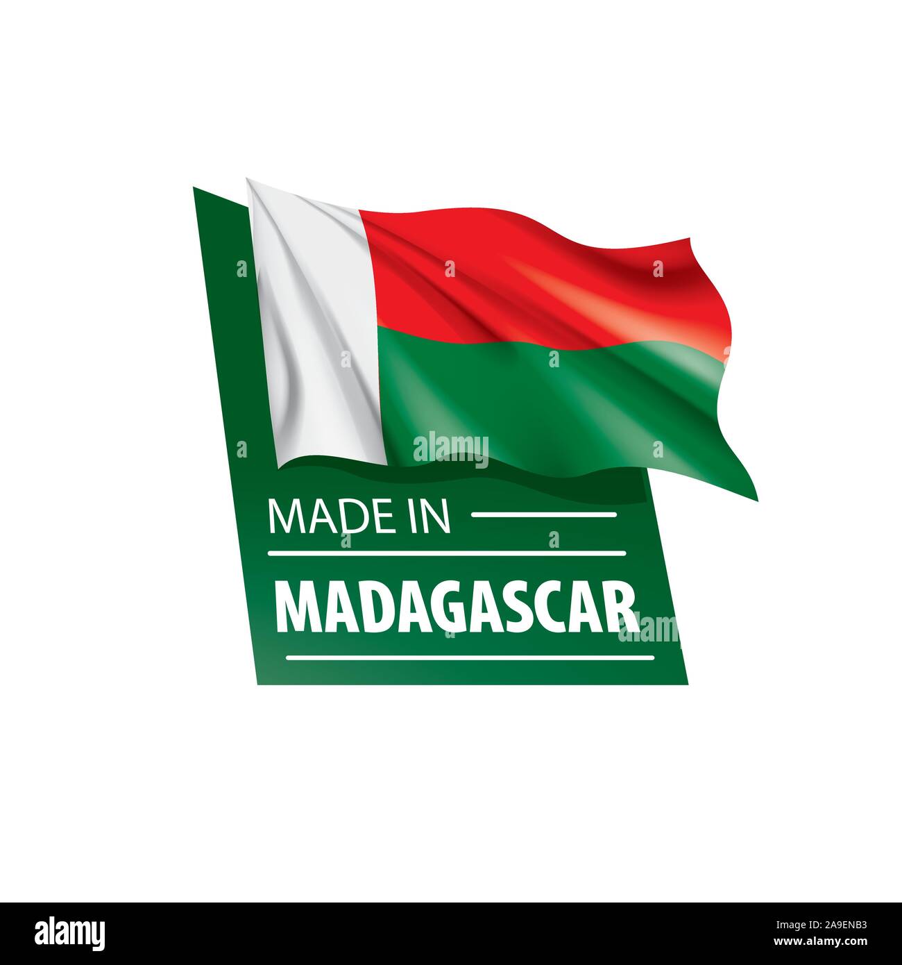 Madagascar flag, vector illustration on a white background Stock Vector ...