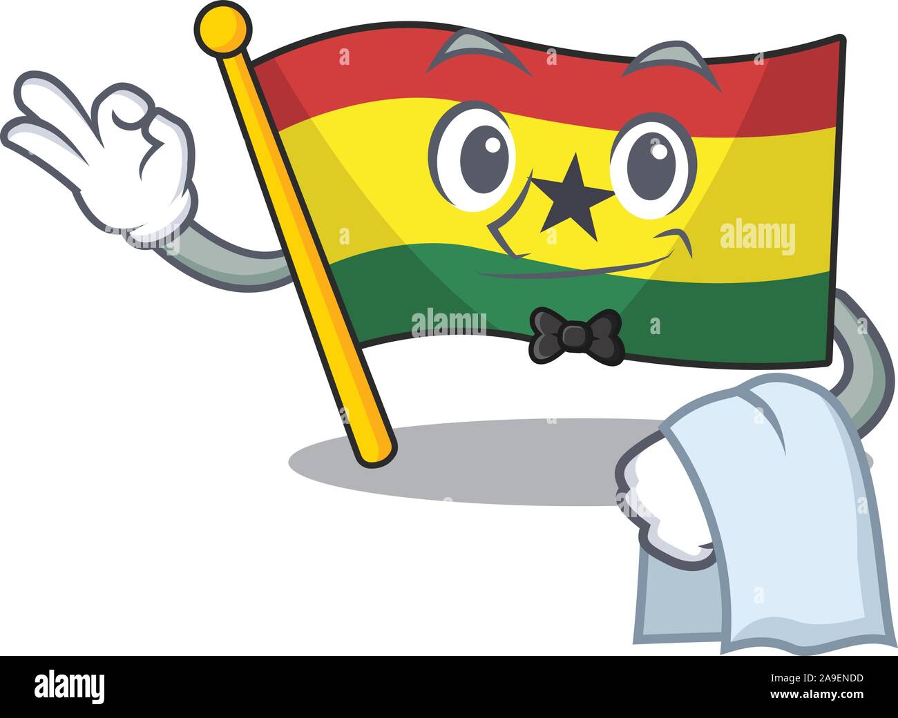 Mascot cartoon flag ghana in with waiter character Stock Vector Image ...