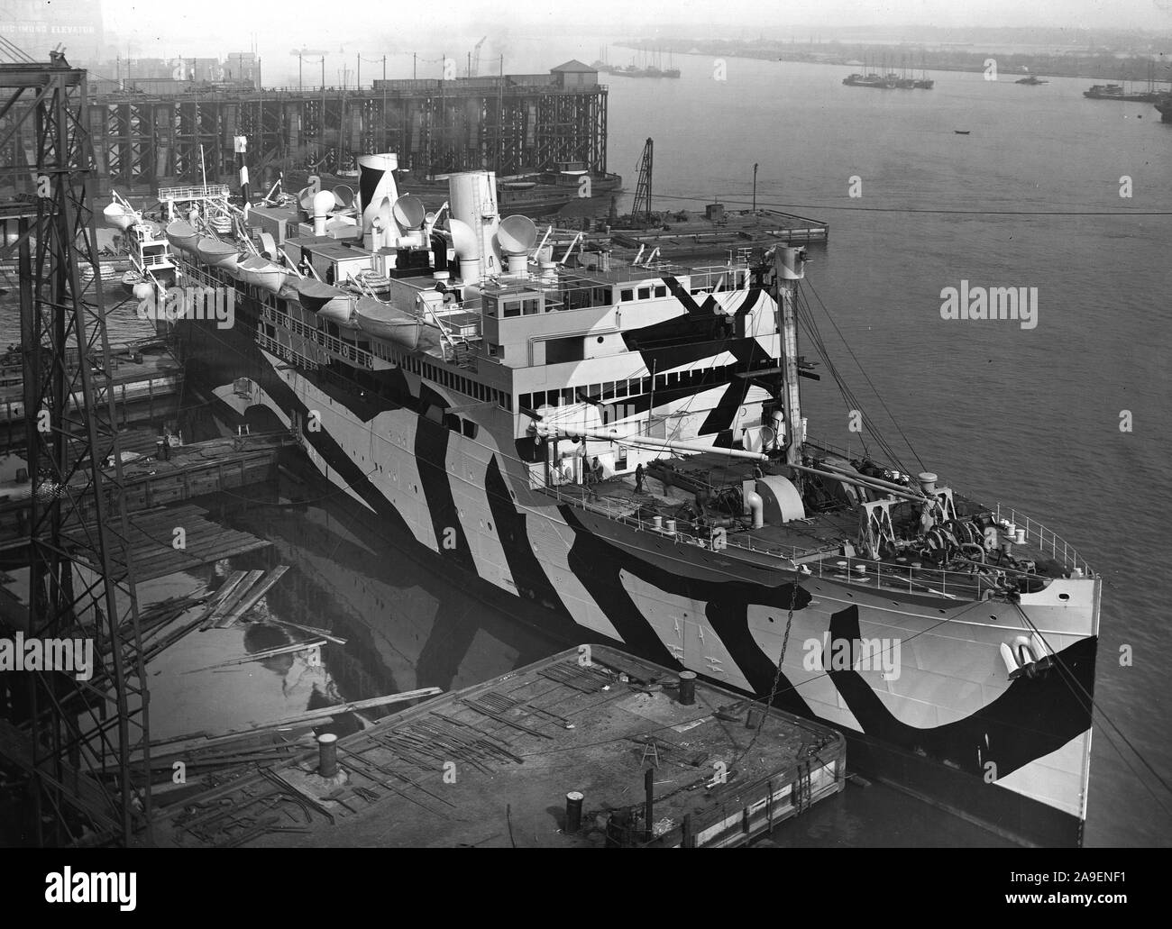 Camouflage - Ships - U.S.S. Siboney. Top view looking aft, showing ...