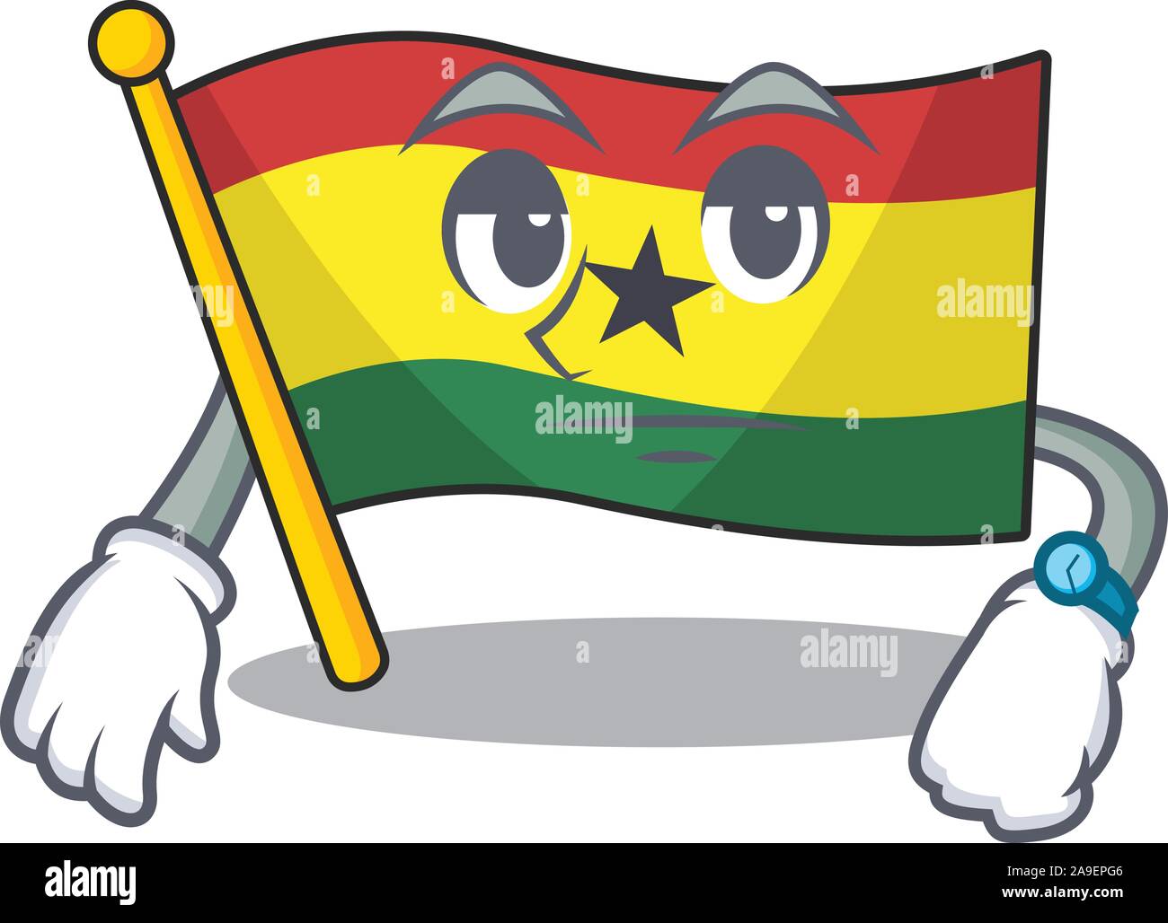 Cartoon flag ghana with in isolated waiting Stock Vector Image & Art ...