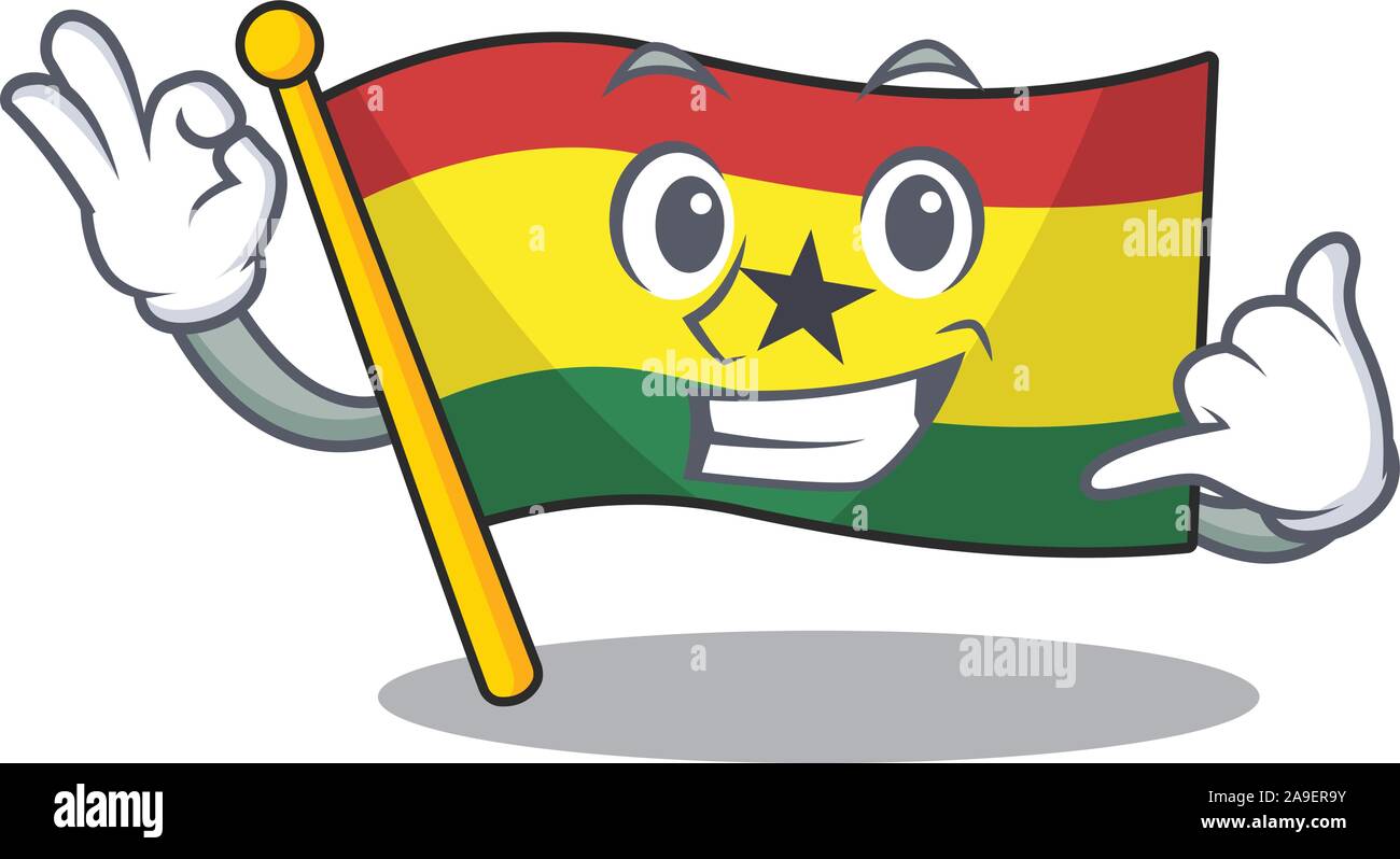 Cartoon flag ghana with in isolated call me Stock Vector Image & Art ...