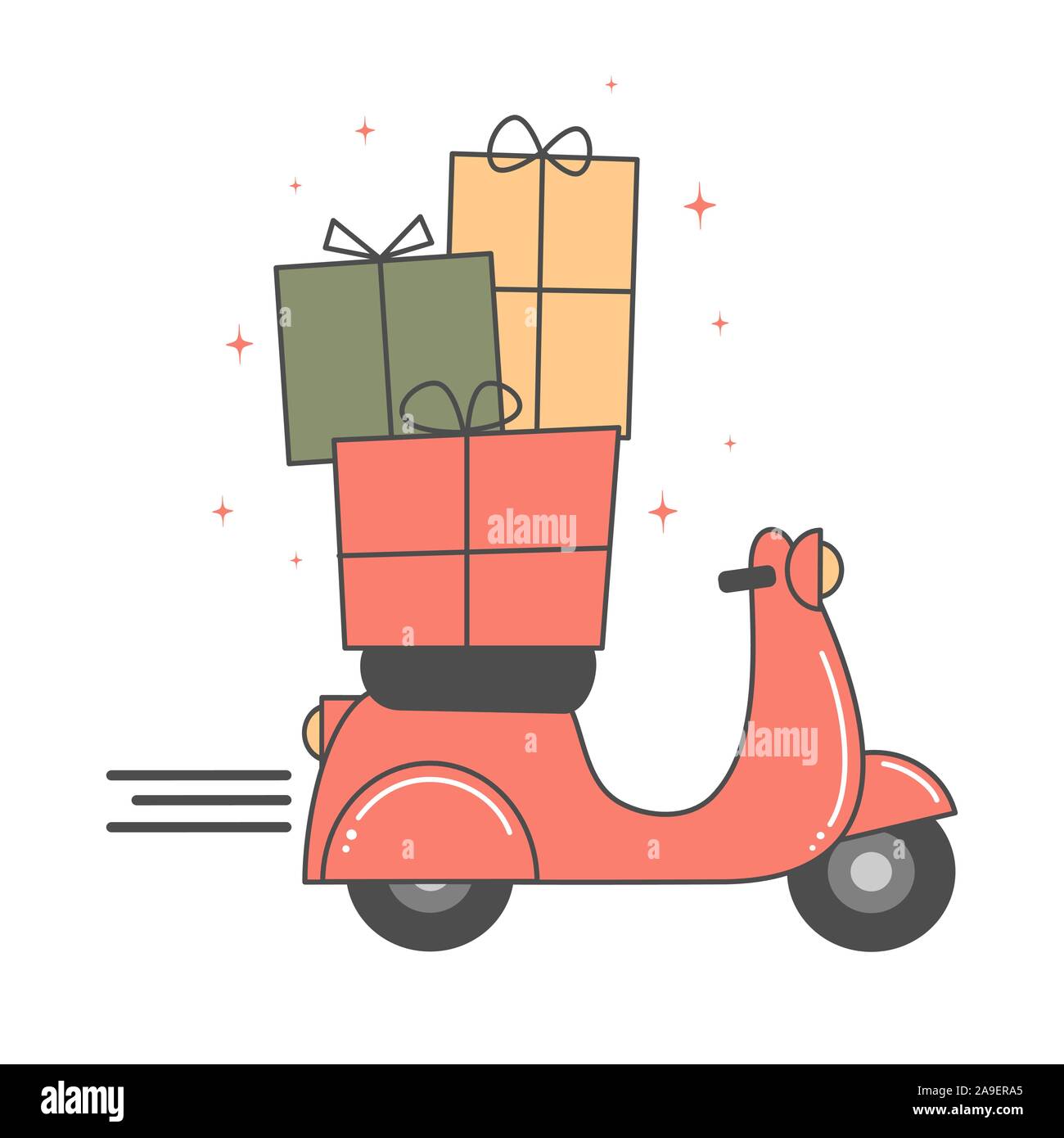 cute holidays fast delivery concept vector cartoon illustration with ...