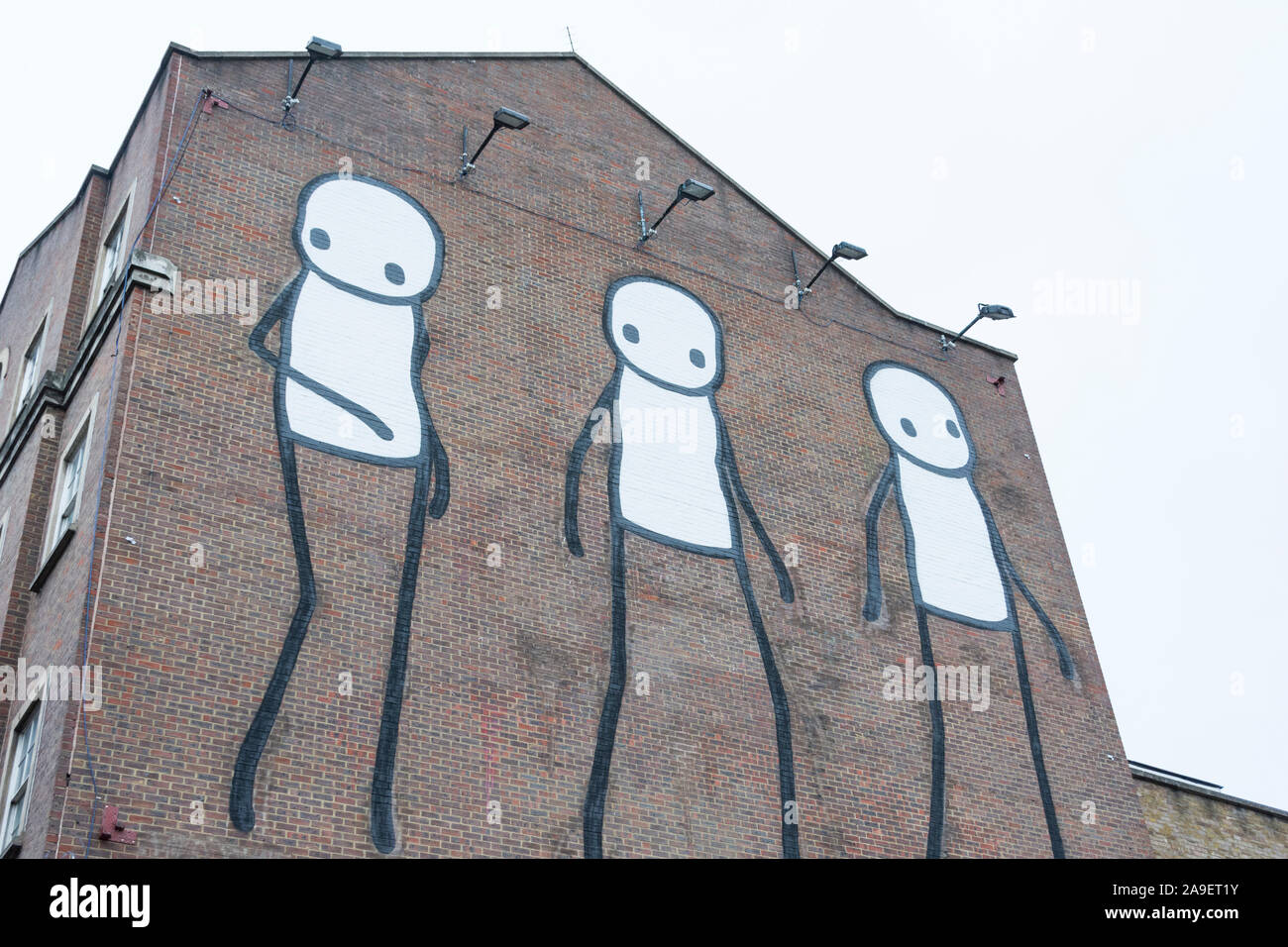 Stik's stick figures on the side of the former Shoreditch Social Centre ...