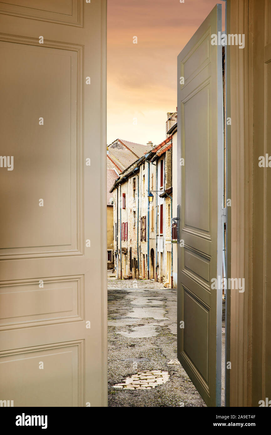 Open door old village house hi-res stock photography and images - Alamy