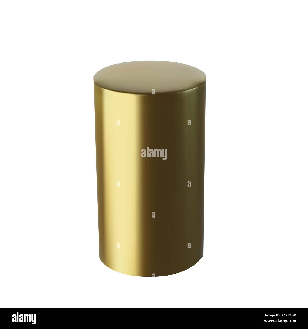 Golden cylinder isolated on white background. Design element of 3d gold ...