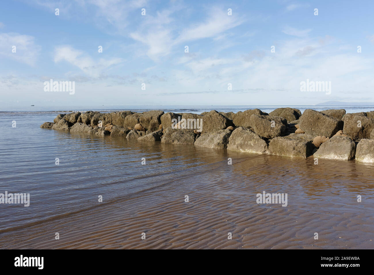 Rock groynes, shore protection on the fylde coast in lancashire uk ...