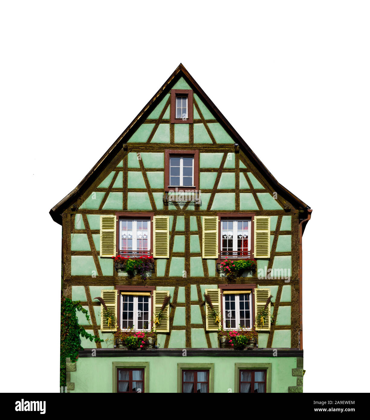 Green half-timbered house Stock Photo - Alamy