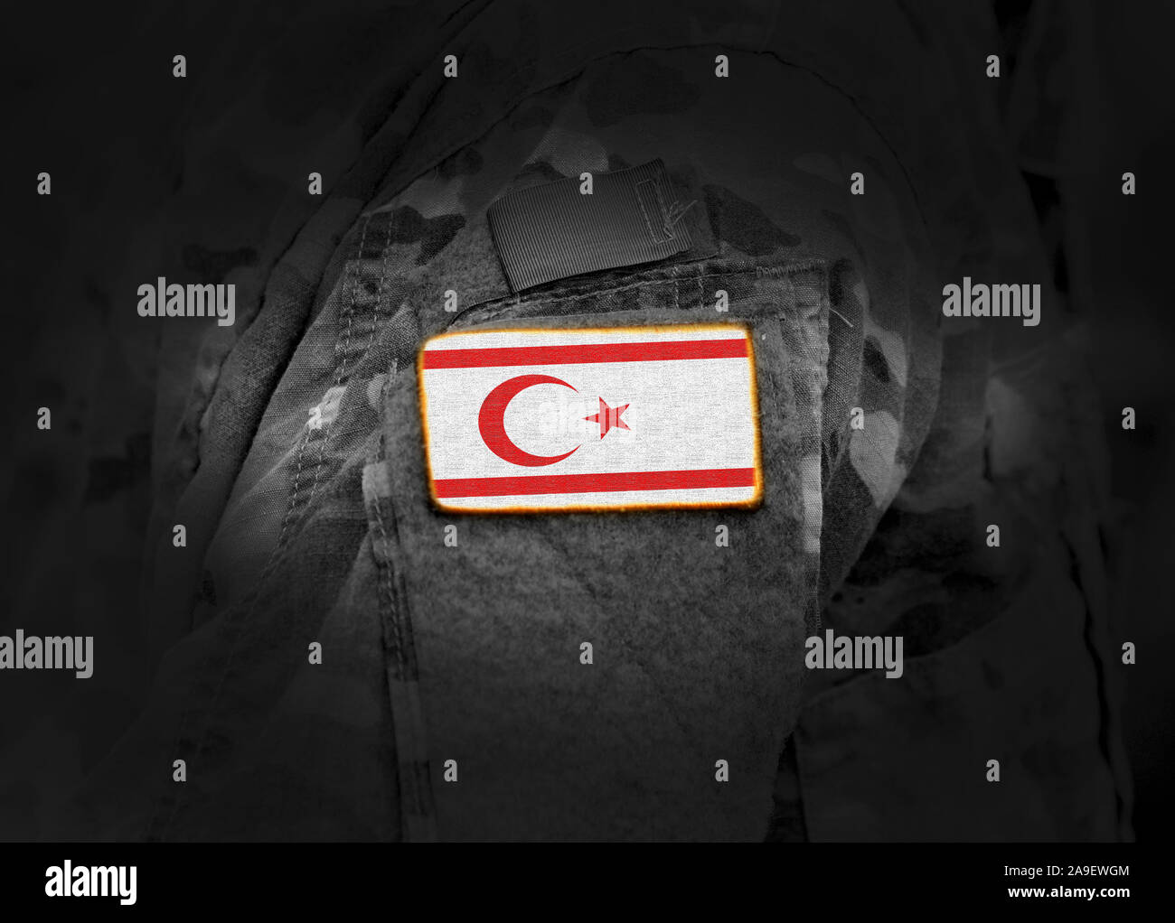 Flag of Northern Cyprus on military uniform. Army, troops, soldiers ...