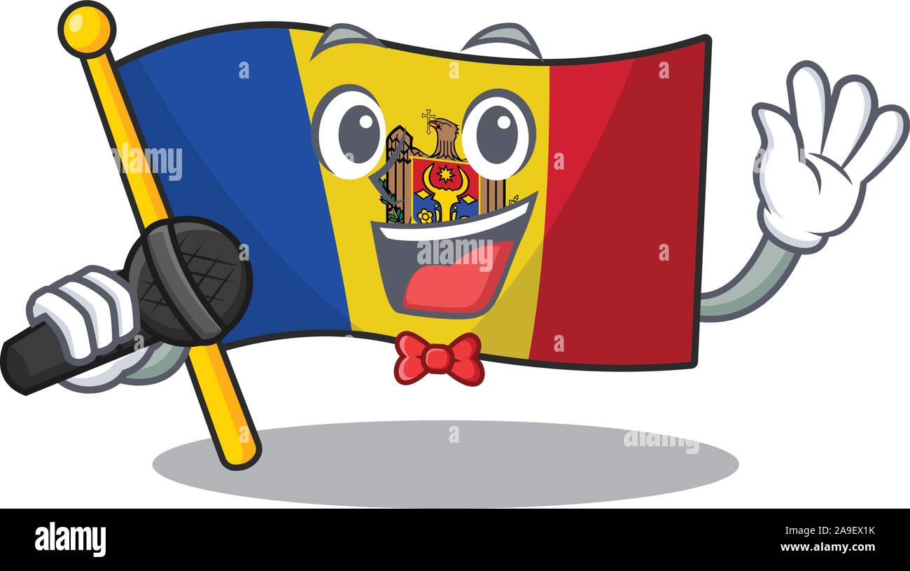 Mascot cartoon flag moldova in with singing character Stock Vector ...